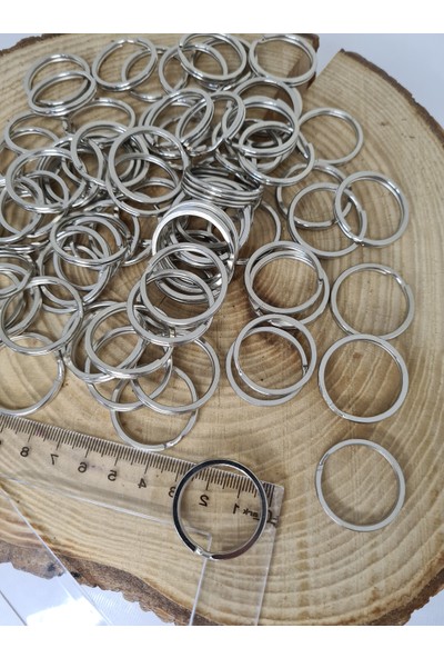 Dudo Baby 100 Adet Gümüş Anahtarlık Halkası, Gri Anahtarlık Halkası, Makrome Anahtralık Halkası