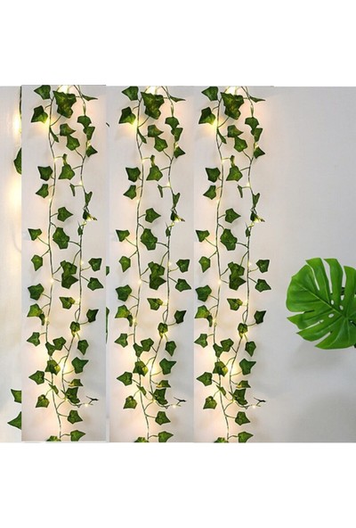 Hayal 3 Adet Dekoratif Yeşil Yapraklı Yapay Sarmaşık Gün Işığı Led Işık