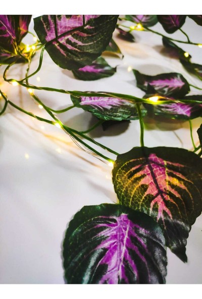 Hayal Dekoratif Yeşil-Mor Yapraklı Yapay Sarmaşık 2,3 M 3 M Led