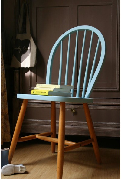 Ceviz Mobilya & Ahşap Gambit Soft Mavi Masif Sandalye