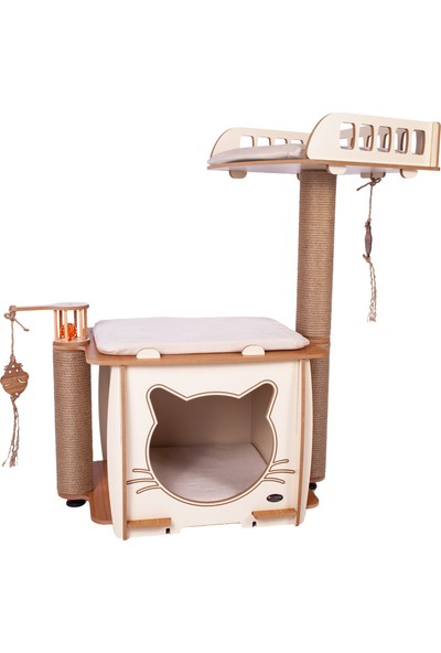 Pati Homes Happy Yataklı Kedi Evi - Kedi Tırmalaması Pati Homes Happy Yataklı Kedi Evi - Kedi Tırmalaması