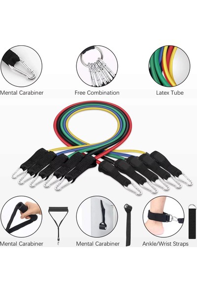 VENGI 11 Parça Latex Direnç Lastiği Seti Kapı Arkası Direnç Bandı VENGI 11 Parça Latex Direnç Lastiği Seti Kapı Arkası Direnç Bandı