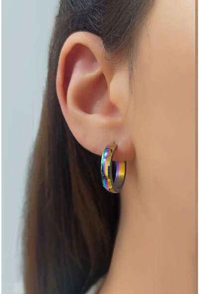 ÇLK Accessories Çelik Hematit Kalın Halka Küpe TRKÜPE3687 B32253