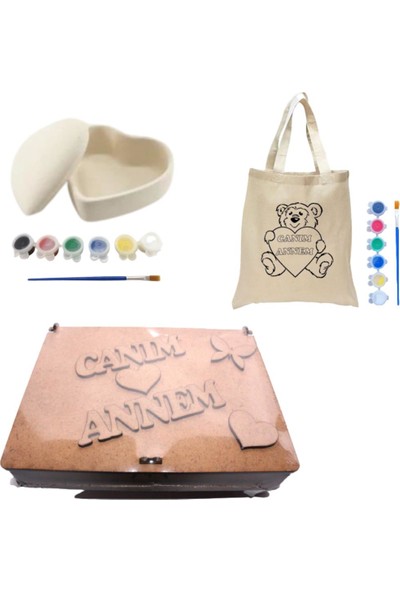 Joy And Toys An1 Canım Annem Kutu Boyama+Çanta Boyama+Seramik Boyama 3ü1 Arada