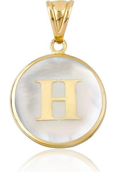 BigGold Altın H Harfi Sedef Kolye Ucu