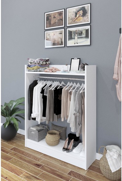 Bayz Pratik Elbise Dolabı Askılık Gardırop – Beyaz Bayz Pratik Elbise Dolabı Askılık Gardırop – Beyaz