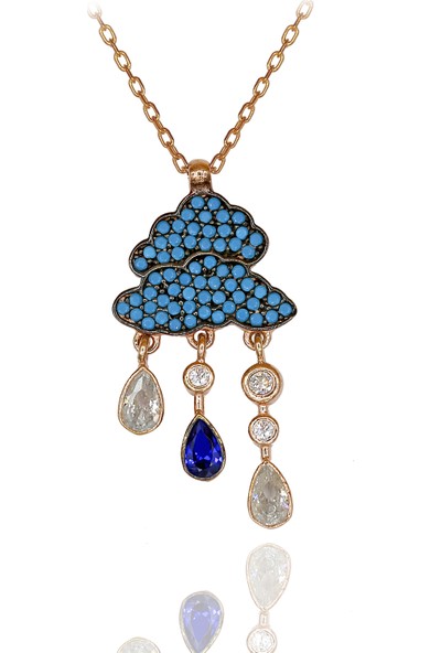 Takı Boom Turkuaz Taşlı Bulut Gümüş Kolye