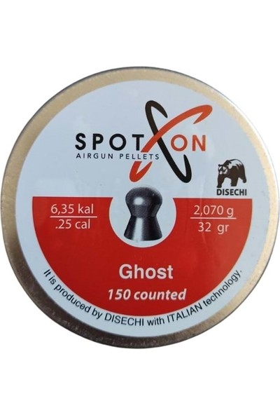 Spoton Ghost 6.35MM Havalı Saçması (32 Graın - 150 Adet) Spoton Ghost 6.35MM Havalı Saçması (32 Graın - 150 Adet)