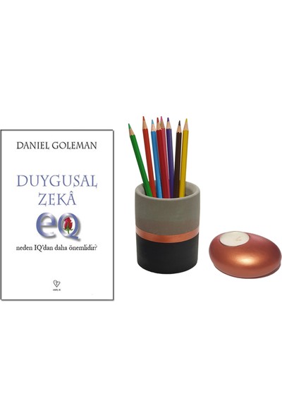 Duygusal Zeka - Neden Iq'dan Daha Önemlidir? - Daniel Goleman + Betonsu Tasarım Beton Silindir Kalemlik + Taş Model Beton Tealight Mumluk (Bakır Renk) Duygusal Zeka - Neden Iq'dan Daha Önemlidir? - Daniel Goleman + Betonsu Tasarım Beton Silindir Kalemlik + Taş Model Beton Tealight Mumluk (Bakır Renk)