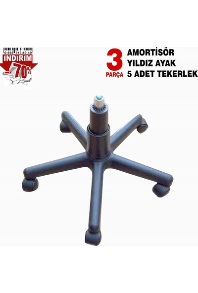 Full Reyon Plastik Yıldız Ayak + 5 Tekerlek + 140'LIK Ithal Amortisör Full Reyon Plastik Yıldız Ayak + 5 Tekerlek + 140'LIK Ithal Amortisör