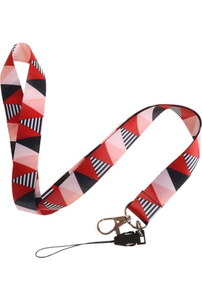 Attach Renkli Üçgenler Tasarım Boyun Askı İpi Kırmızı