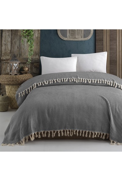 Ladynil Piramit Antrasit 210 x 240 cm Çift Kişilik Yatak Örtüsü