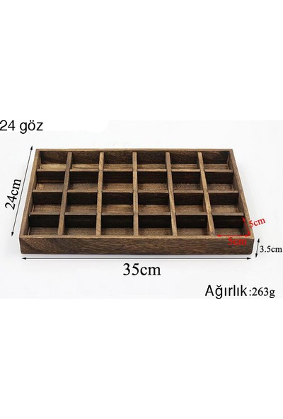 24 Gözlü Ahşap Takı Tepsisi 24 Gözlü Ahşap Takı Tepsisi