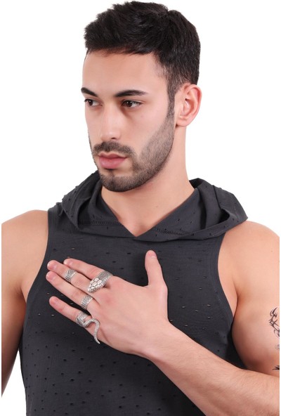 Labalaba Erkek Antik Gümüş Kaplama Ayarlanabilir 4 Parçalı Set Yılan Yüzük Labalaba Erkek Antik Gümüş Kaplama Ayarlanabilir 4 Parçalı Set Yılan Yüzük