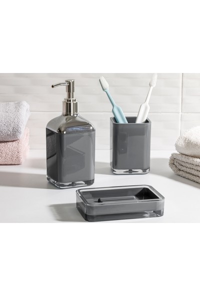English Home Elegance 3'lü Banyo Seti 17,5 x 6,5 x 6,5 cm+9 x 6,5 x 6,5 cm+1 Antrasit English Home Elegance 3'lü Banyo Seti 17,5 x 6,5 x 6,5 cm+9 x 6,5 x 6,5 cm+1 Antrasit