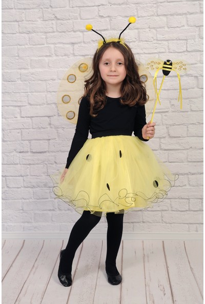 Sedacan Kostüm Kız Arı Etekli Kanat Set Takım Kostüm Sedacan Kostüm Kız Arı Etekli Kanat Set Takım Kostüm