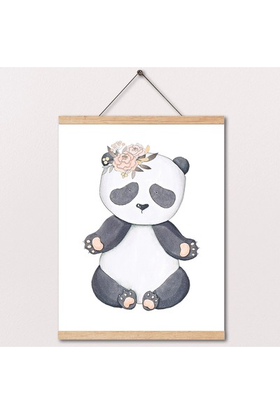 Dekor Loft Şirin Panda Pu Deri Çocuk Odası Duvar Tablosu AST-160