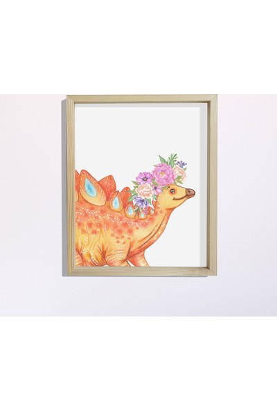 DekorLoft Doğal Çam Çerçeveli Bebek ve Çocuk Odası Duvar Tablosu Çiçekli Şirin Dinazor DekorLoft Doğal Çam Çerçeveli Bebek ve Çocuk Odası Duvar Tablosu Çiçekli Şirin Dinazor