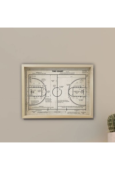 DekorLoft Doğal Çam Çerçeveli Duvar Tablosu Basketbol Saha Patenti DekorLoft Doğal Çam Çerçeveli Duvar Tablosu Basketbol Saha Patenti