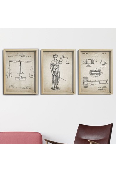 DekorLoft Doğal Çam Çerçeveli Avukat Odası Duvar Tablosu Avukat Adalet Seti Patentleri 1885 DekorLoft Doğal Çam Çerçeveli Avukat Odası Duvar Tablosu Avukat Adalet Seti Patentleri 1885