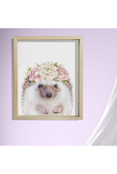 DekorLoft Doğal Çam Çerçeveli Bebek ve Çocuk Odası Duvar Tablosu Çiçekli Kirpi DekorLoft Doğal Çam Çerçeveli Bebek ve Çocuk Odası Duvar Tablosu Çiçekli Kirpi