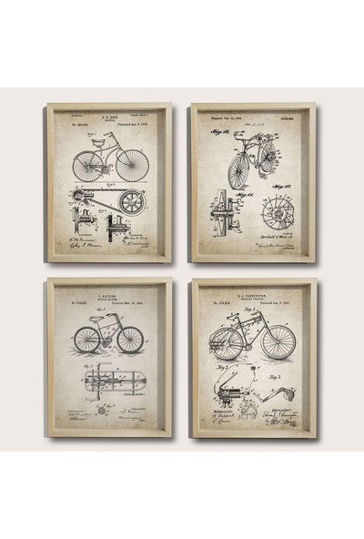 DekorLoft Doğal Çam Çerçeveli Duvar Tablosu Antik Bisiklet Patentleri 1890 Yılı DekorLoft Doğal Çam Çerçeveli Duvar Tablosu Antik Bisiklet Patentleri 1890 Yılı