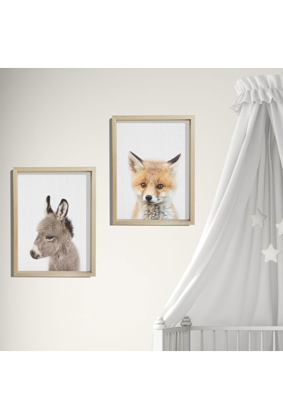 DekorLoft Doğal Çam Çerçeveli Bebek ve Çocuk Odası Duvar Tablosu Eşek ve Tilki DekorLoft Doğal Çam Çerçeveli Bebek ve Çocuk Odası Duvar Tablosu Eşek ve Tilki