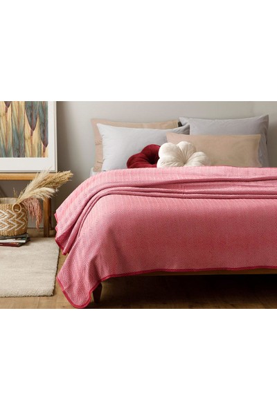 English Home Lancia Dokuma Çift Kişilik Yatak Örtüsü 200 x 230 cm Fuşya