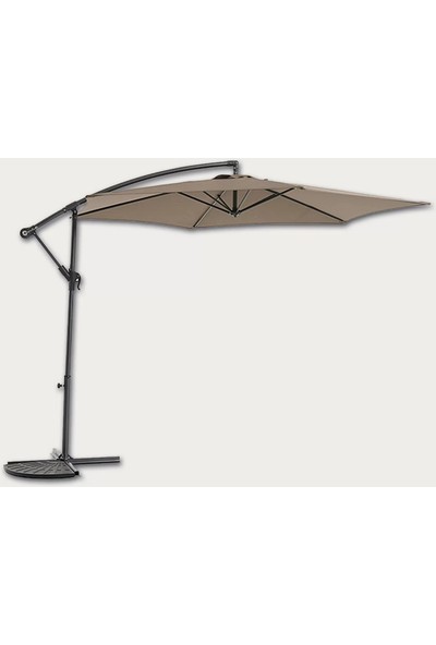 Evinizin Atölyesi Kahverengi Bahçe Şemsiyesi,3 mt Ampül Şemsiye, Makaralı Bahçe Şemsiyesi, Balkon Şemsiyesi