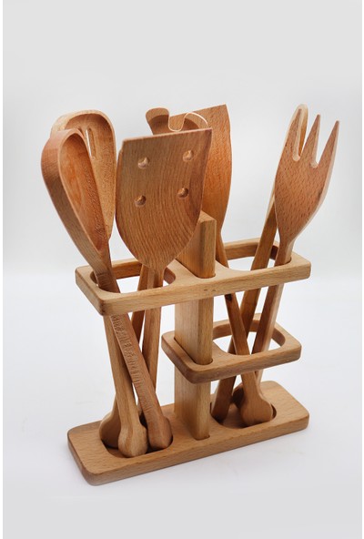 Zembu Kayın Kaşıklık ve 7'li Servis Seti Zembu Kayın Kaşıklık ve 7'li Servis Seti