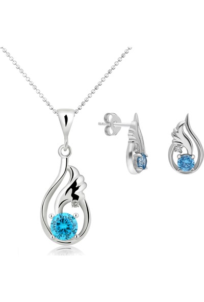 Chavin Topaz Melek Kanadı 0.05 Carat Pırlanta Gümüş Kolye Küpe Seti EI09 Chavin Topaz Melek Kanadı 0.05 Carat Pırlanta Gümüş Kolye Küpe Seti EI09