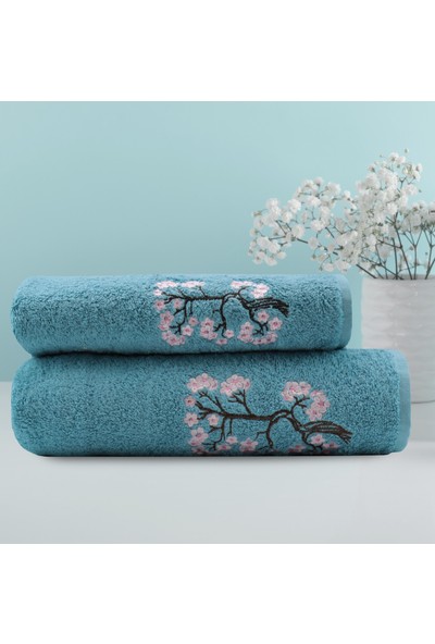 Ephemeris 2'li Flower Mavi Soft Pamuk Banyo Havlu Seti Ephemeris 2'li Flower Mavi Soft Pamuk Banyo Havlu Seti