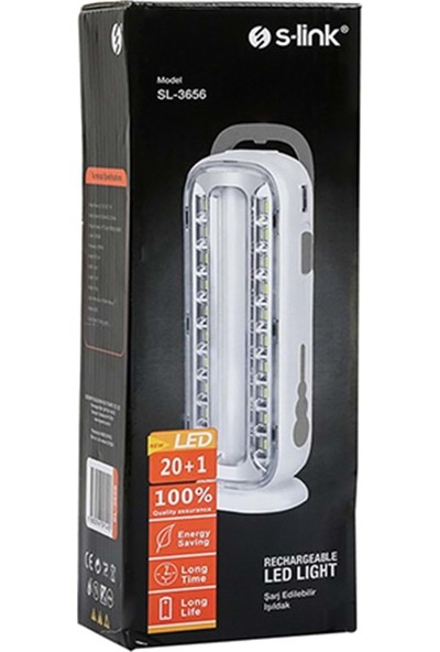 S-Link SL-3656 Grey 4.3V 1600MAH (Tüp Içi 15 Smd) 20 Smd Ledli Işıldak