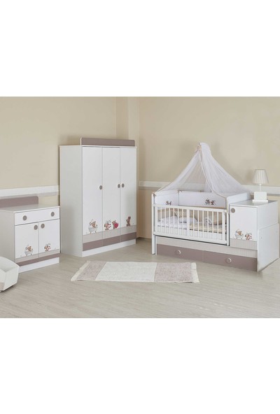 Babycom Sevimli Ayıcıklar Bebek Odası Takımı - 3 Kapılı Dolap
