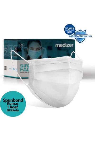 Medizer Full Ultrasonik 3 Katlı Spunbond Kumaş Cerrahi Maske 50 Adet Medizer Full Ultrasonik 3 Katlı Spunbond Kumaş Cerrahi Maske 50 Adet