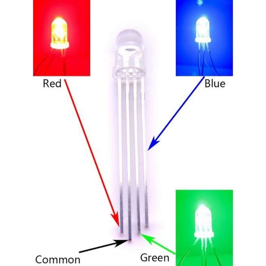 Arduino 5 Adet - Rgb LED 5mm Şeffaf Anot 4 Bacaklı Arduino Fiyatı