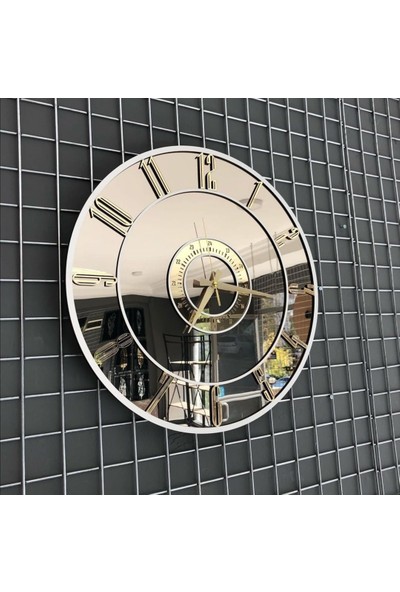 Duvar Saati Dekoratif , Büyük Aynalı Duvar Saati Özel Tasarım -60cm