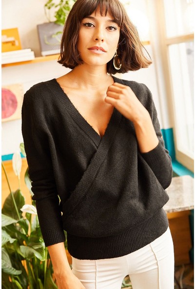 New Laviva Uzun Kollu Anvelop Siyah Kadın Triko New Laviva Uzun Kollu Anvelop Siyah Kadın Triko