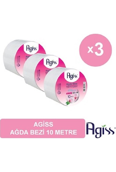 Agiss Ağda Bezi 10 mt Rulo 3'lü