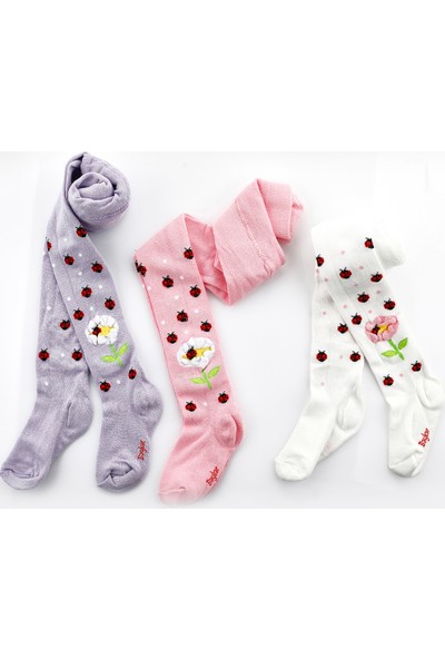 Semoor 3D Uğurböcek Desen Külotlu Çorap Pamuklu (Penye) 3'lü