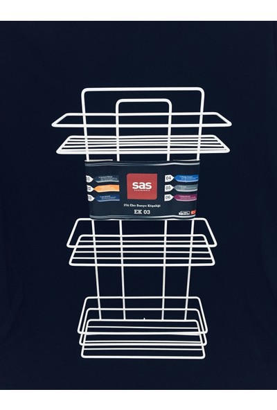 Sas Duş Rafı Şampuanlık 3 Katlı Plastik Kaplama Beyaz Tş-03