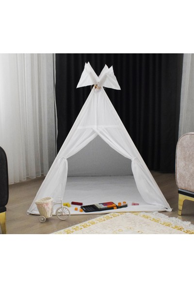 Miniks Pamuklu Ahşap Çocuk Oyun Çadırı Evi Kızılderili Çadırı