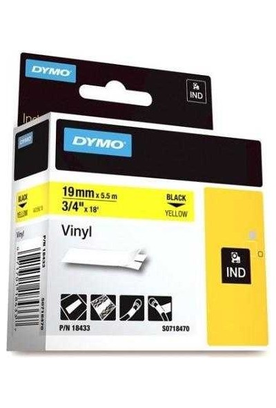 Dymo Rhinopro Renkli Vinil Şerit 19MMX5.5M Sarı/siyah 18433 Dymo Rhinopro Renkli Vinil Şerit 19MMX5.5M Sarı/siyah 18433