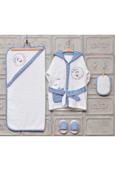 Bebitof Erkek Bebek Beyaz Bornoz Takımı 0-3 Yaş_beyaz