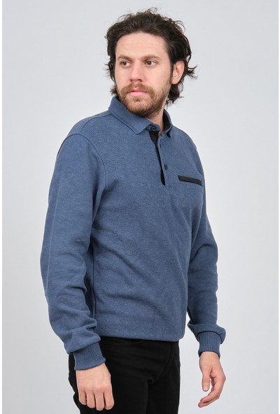 Tony Montana Erkek Cep Detaylı Polo Yaka Sweat 3181548 Mavi Tony Montana Erkek Cep Detaylı Polo Yaka Sweat 3181548 Mavi