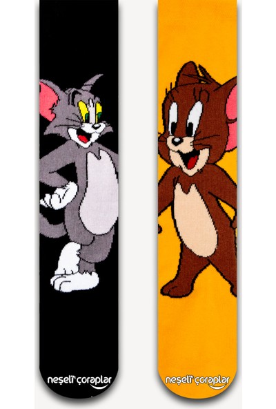 Neşeli Çoraplar 2'li Tom ve Jerry Renkli Çorap Set Neşeli Çoraplar 2'li Tom ve Jerry Renkli Çorap Set