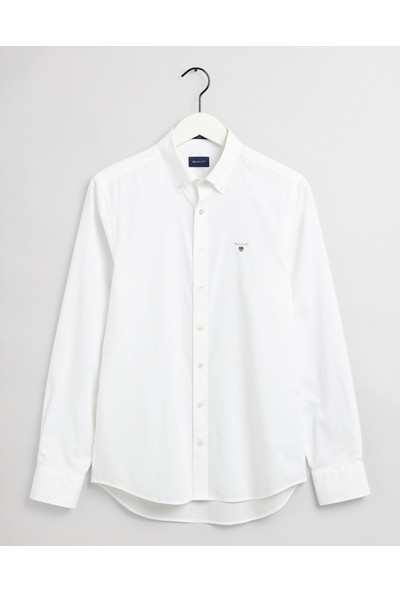 Gant Erkek Beyaz Slim Fit Broadcloth Gömlek 3046402.110