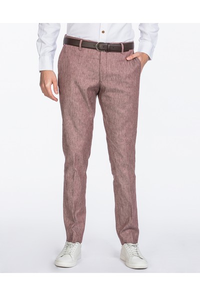 Gant Erkek Kırmızı Slim Fit Keten Pantolon