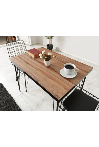 Yemek Masası Mutfak Salon Yemek Masası Ceviz Desenli 120X80 cm