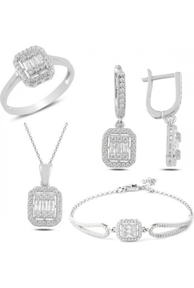 Mercan Silver Gümüş Baget Set ve Bileklik